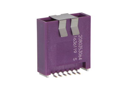ConnTAK50 Header, Single Row, Vertical, Surface Mount, 6 Circuits, Key D, Violet for sale
