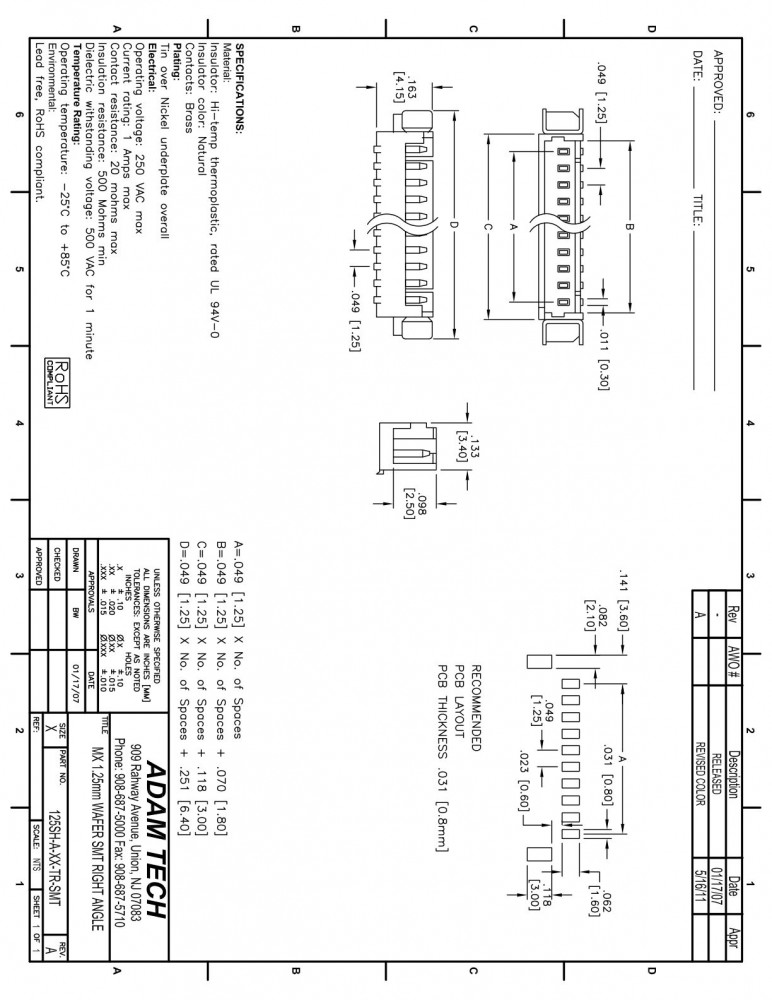 ADAM TECH 125SH-A-07-TR-SMT technical drawing