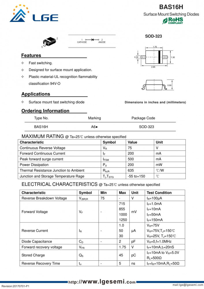 LGE BAS16H datasheet page 1