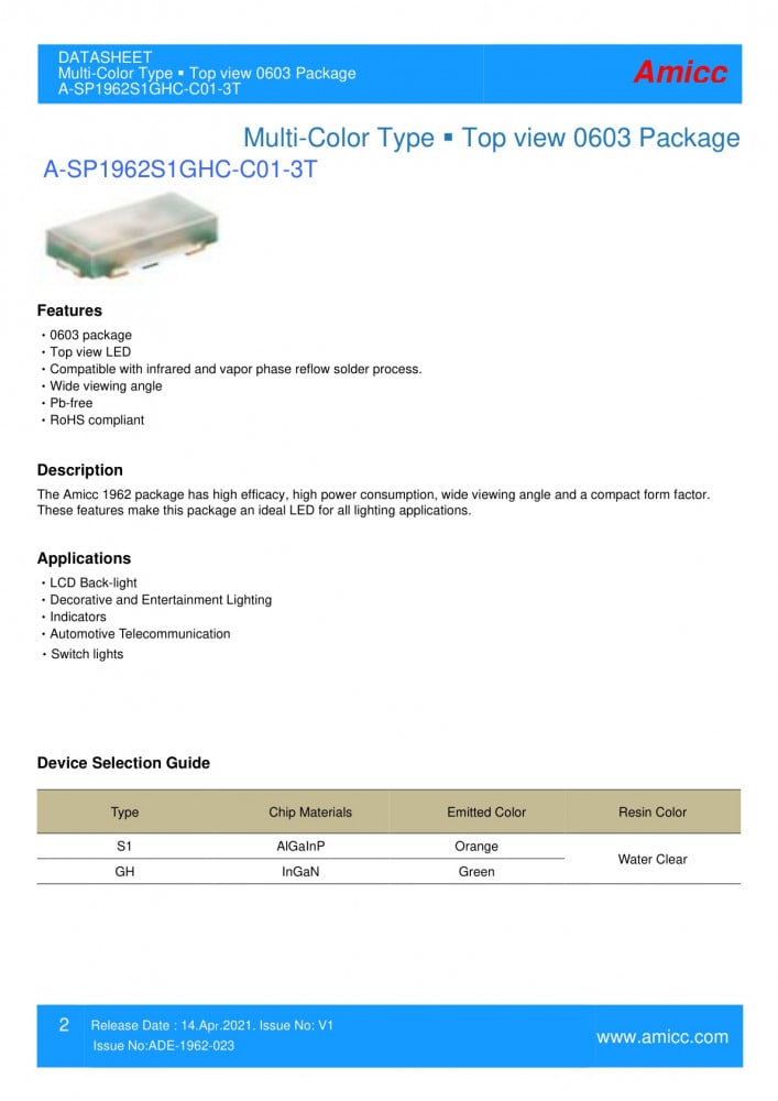 A-SP1962S1GHC-C01-3T datasheet page 2