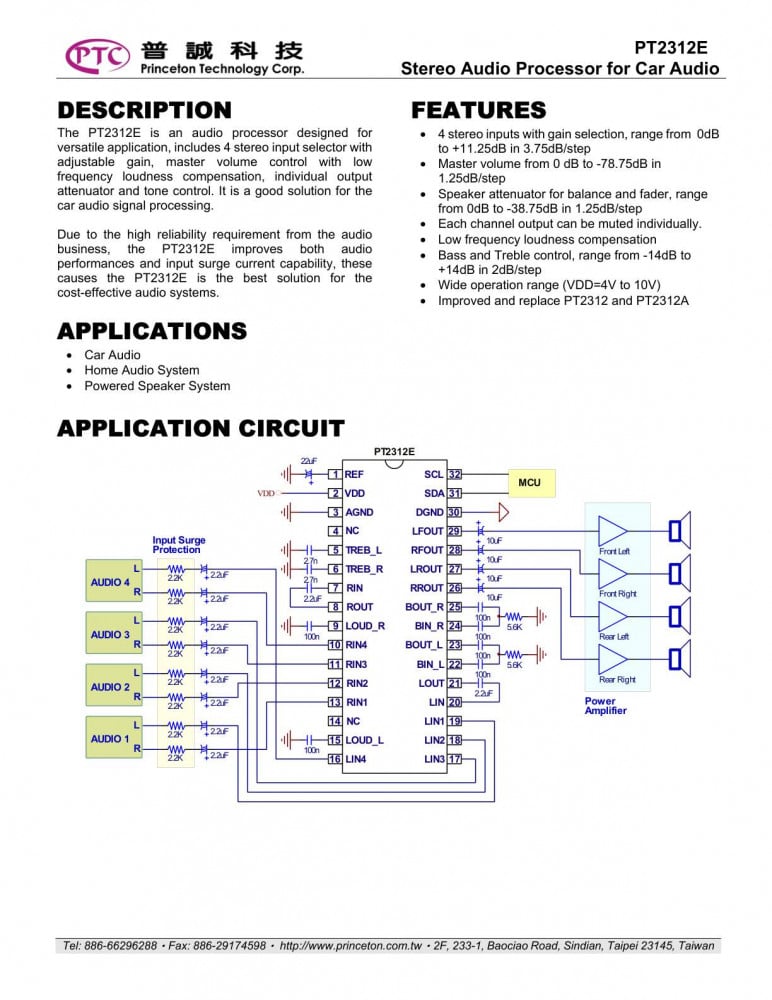PT2312E datasheet page 1