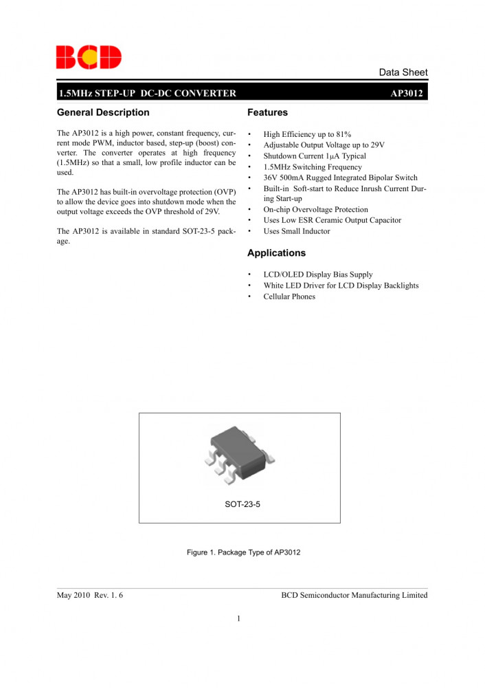 AP3012 datasheet page 1