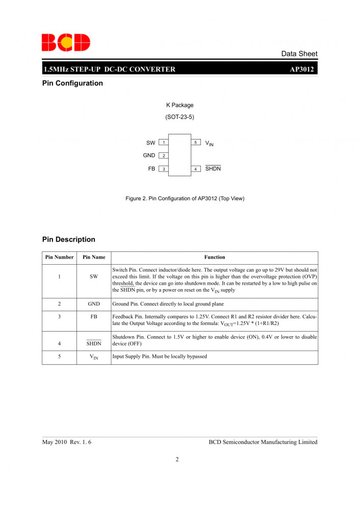 AP3012 datasheet page 2