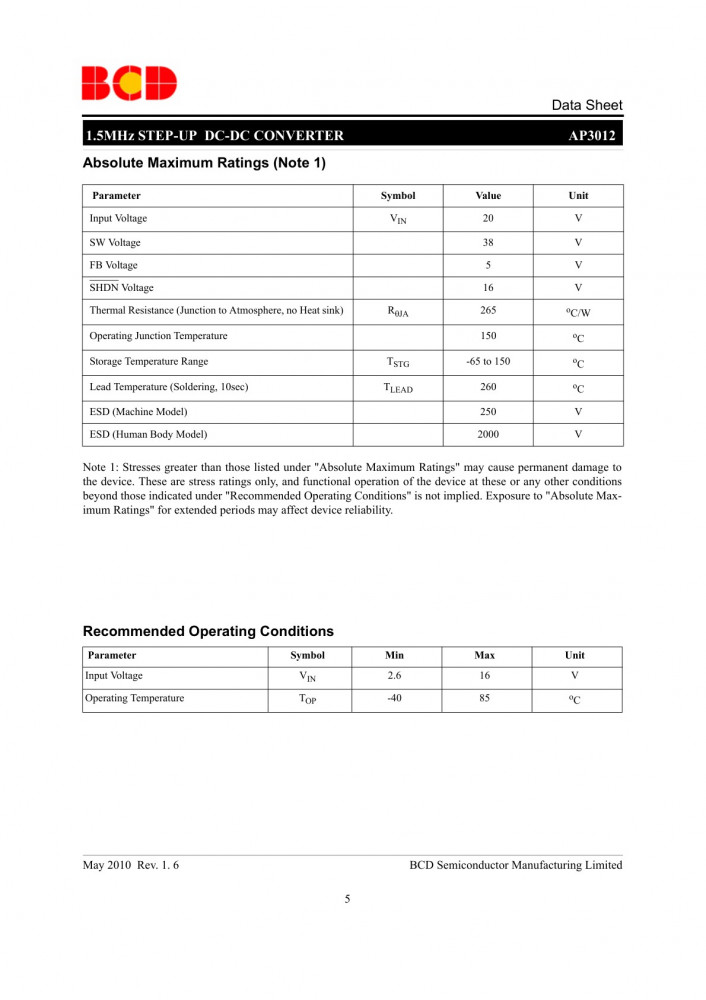 AP3012 datasheet page 5