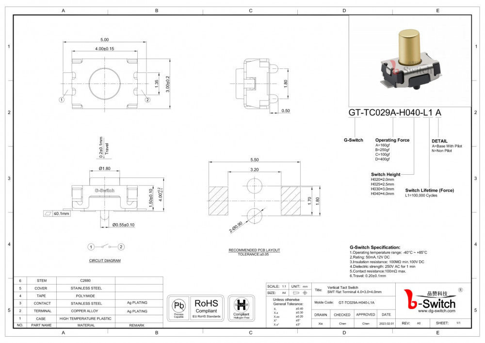 GT-TC029A-H040-L1A technical drawing