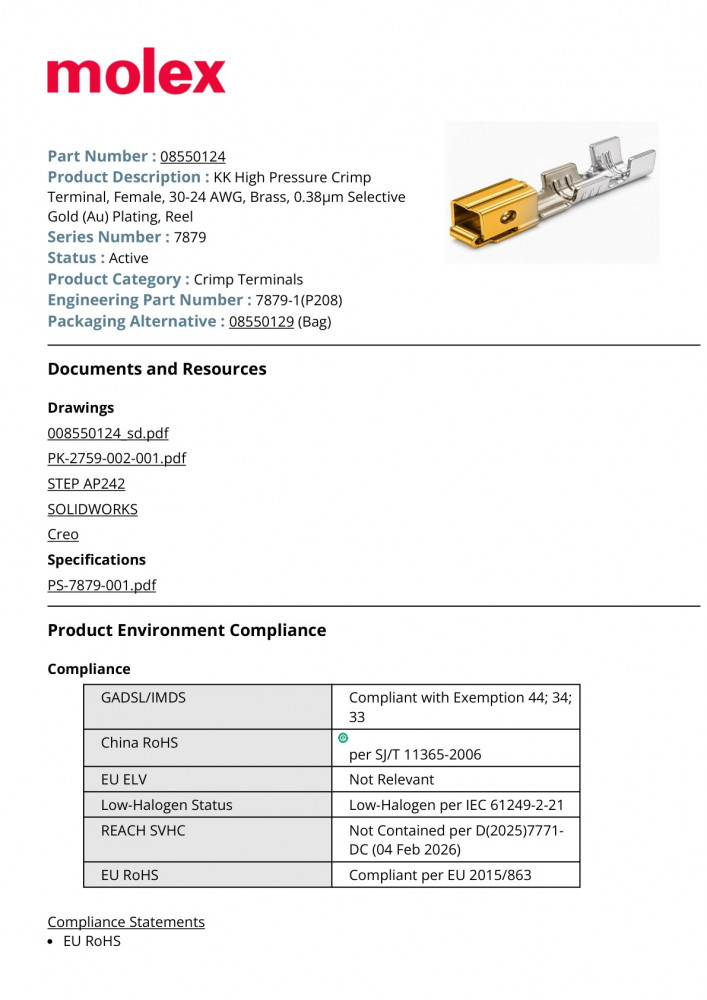 Product specification page 1