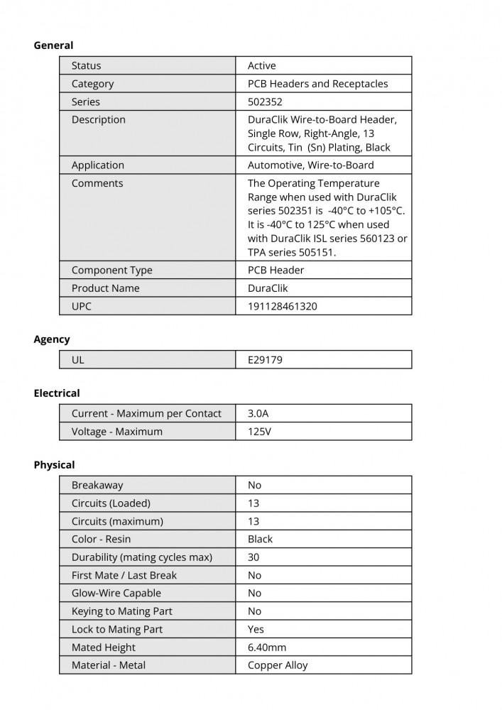 Technical document image 2 for MOLEX 5023521301