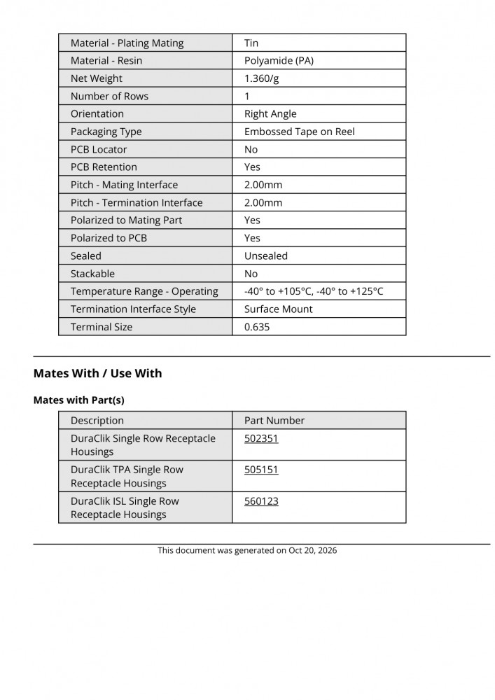 Technical document image 3 for MOLEX 5023521301