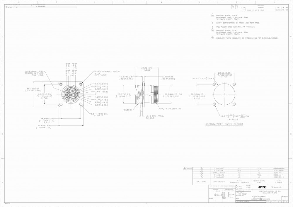 TE Connectivity 206036 customer drawing page 1