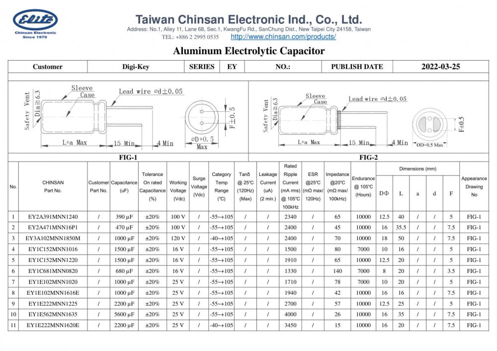 Chinsan EY series datasheet page 2