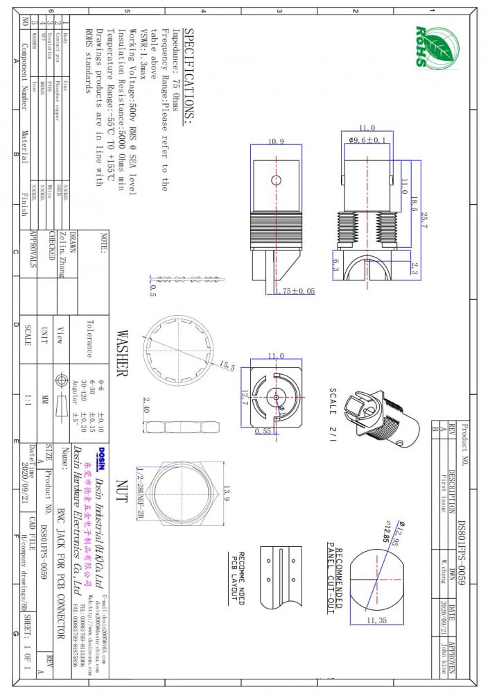 DS801FPS-0059 official technical drawing
