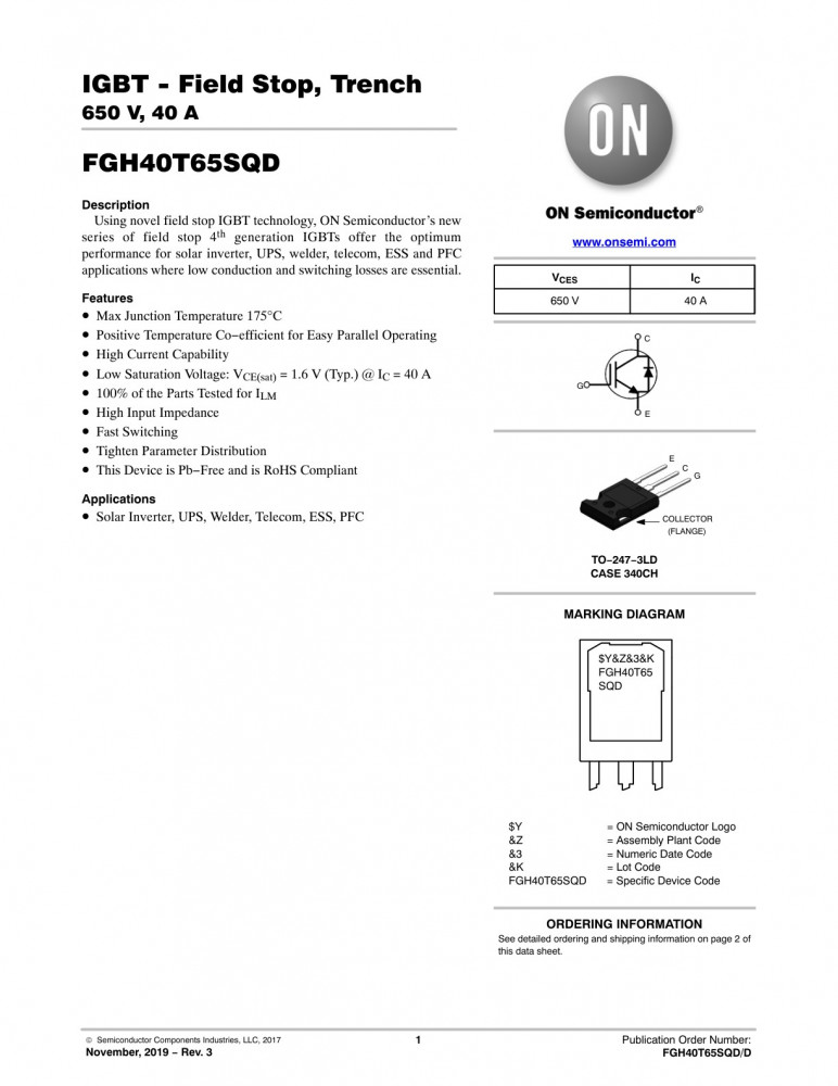 FGH40T65SQD datasheet page 1