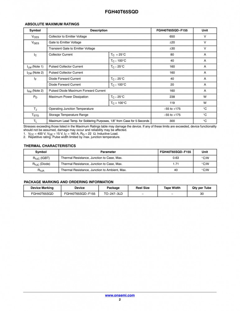FGH40T65SQD datasheet page 2