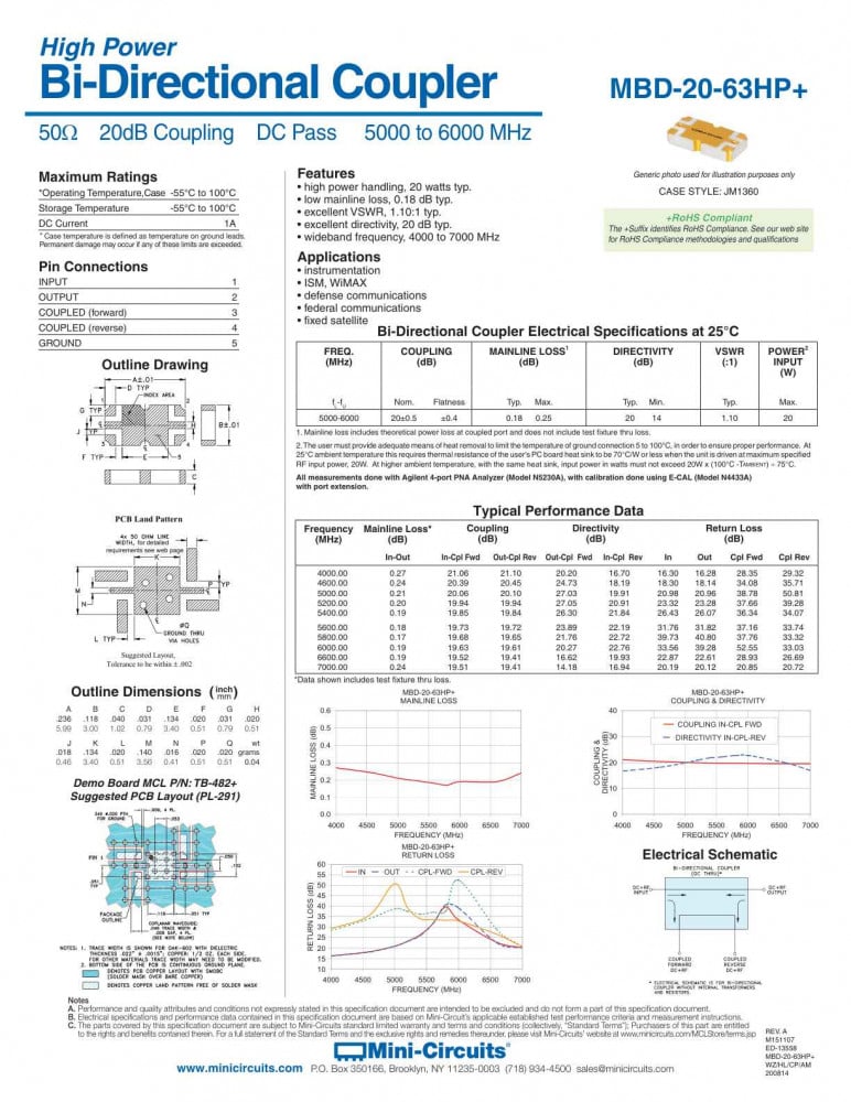 MBD-20-63HP+ technical datasheet page