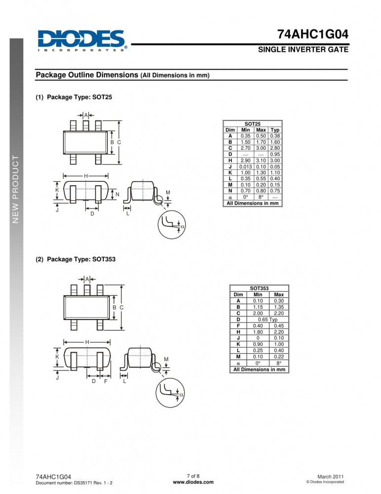 74AHC1G04W5-7 datasheet page 7