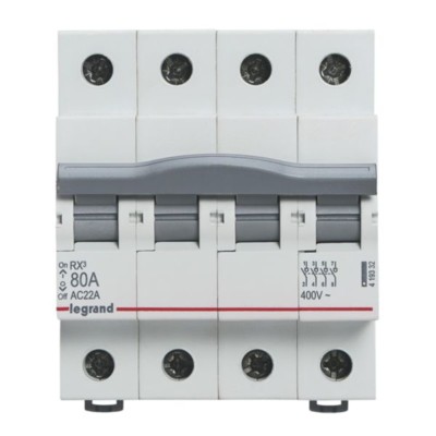 Isolating switch RX³ 4P 80A - 400V AC-22A main switch - 80A rated current, 32kW at 400V - Cable clamp connection, IP20 for sale