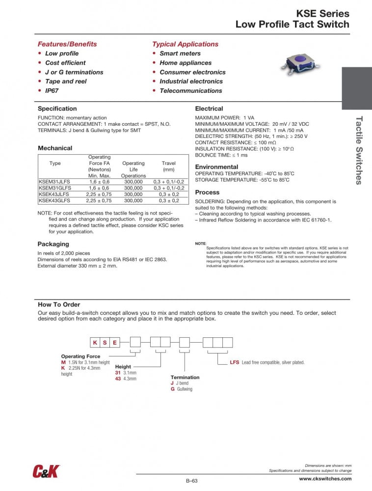 KSEK43GLFS datasheet page 1