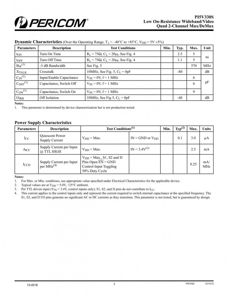 PI5V330SWE datasheet page 3
