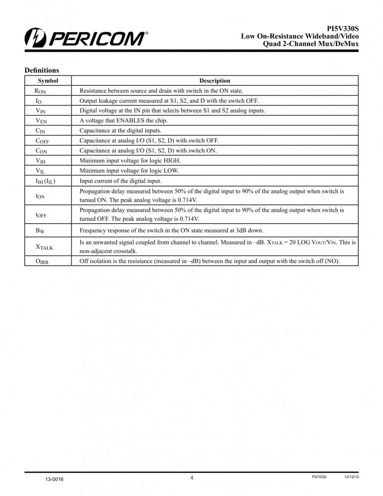 PI5V330SWE datasheet page 4