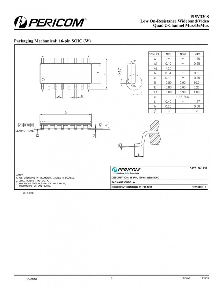 PI5V330SWE datasheet page 7