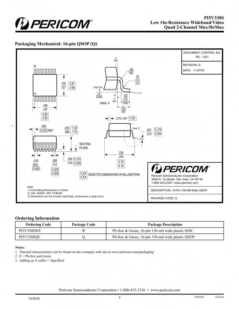 PI5V330SWE datasheet page 8