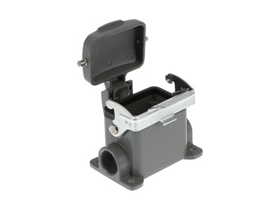 Heavy-Duty Standard (STD) Single Lever Surface Mount Housing, Die-cast Aluminum, with 2 Pegs, with Cover, with Gasket, Size 6B «44x27», Pg16 Thread, Grey