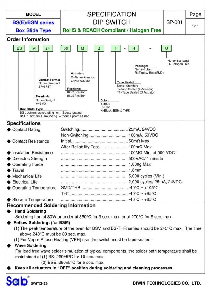 BIWIN BSE series datasheet page 1