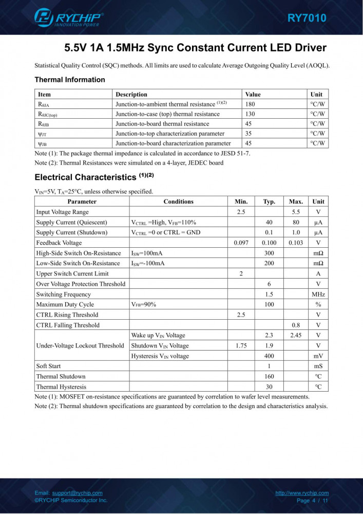 RY7010 datasheet page 4