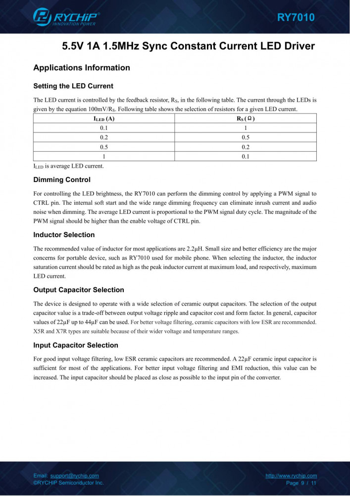 RY7010 datasheet page 9