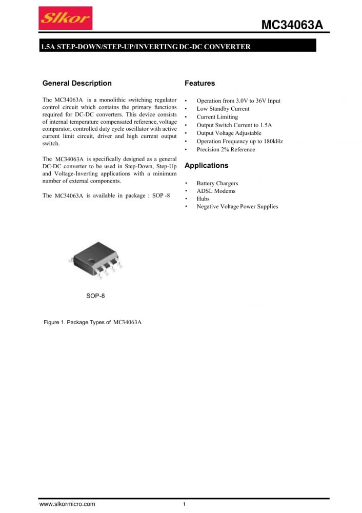 MC34063A datasheet page 1