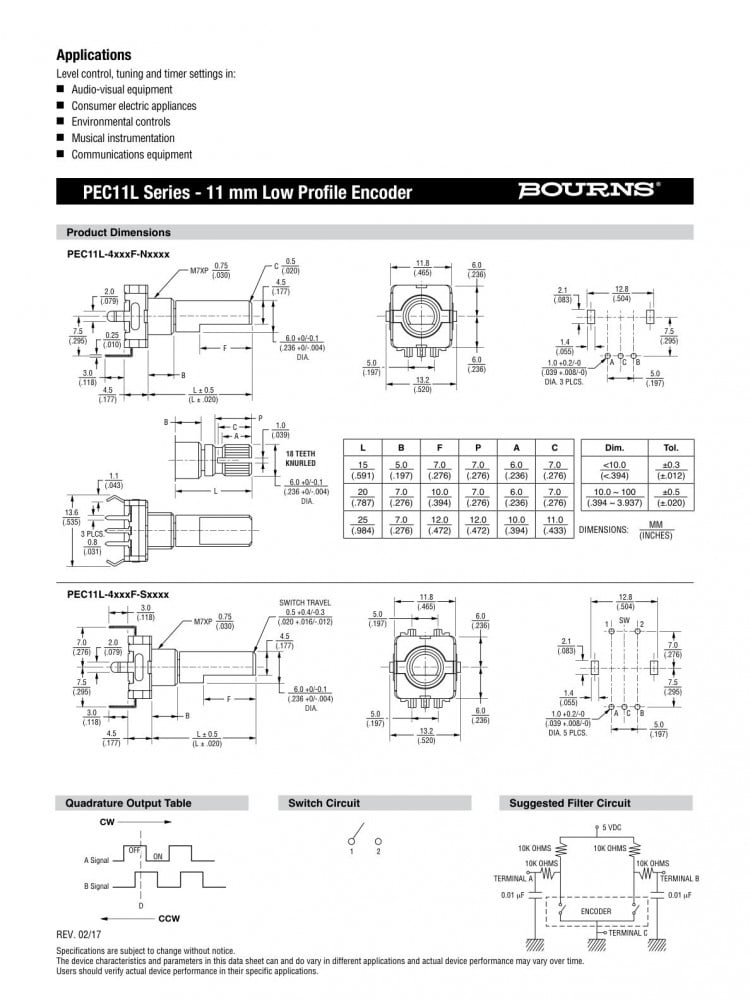 BOURNS PEC11L series datasheet page 2