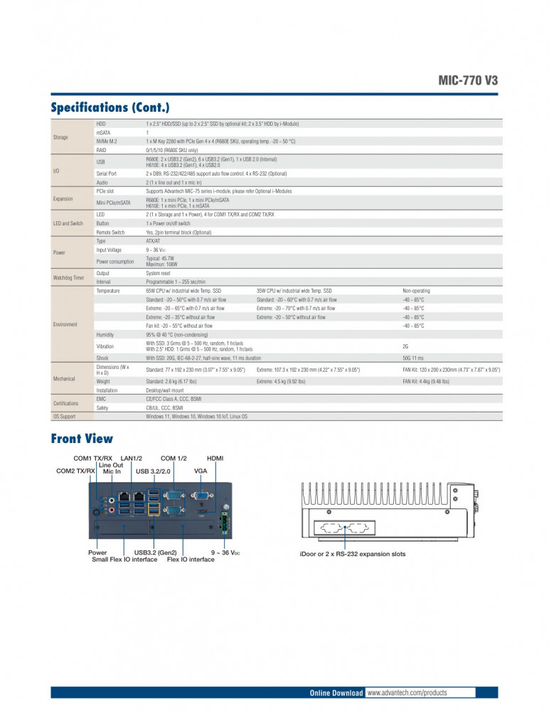 MIC-770 V3 technical document page 2