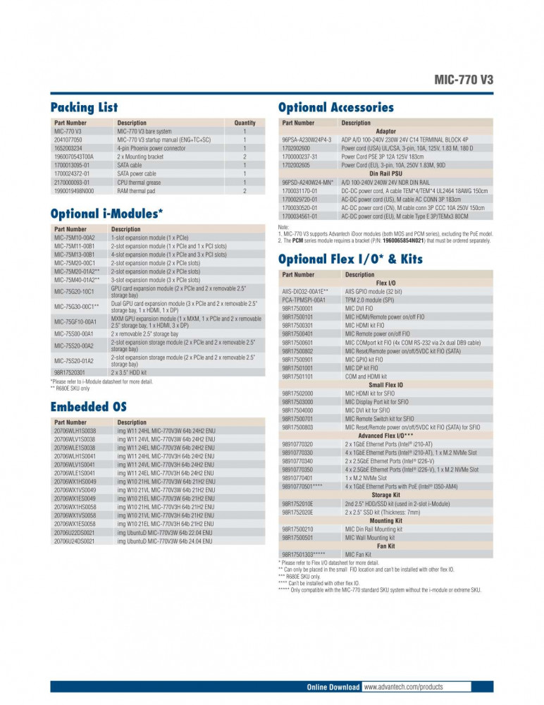 MIC-770 V3 technical document page 4