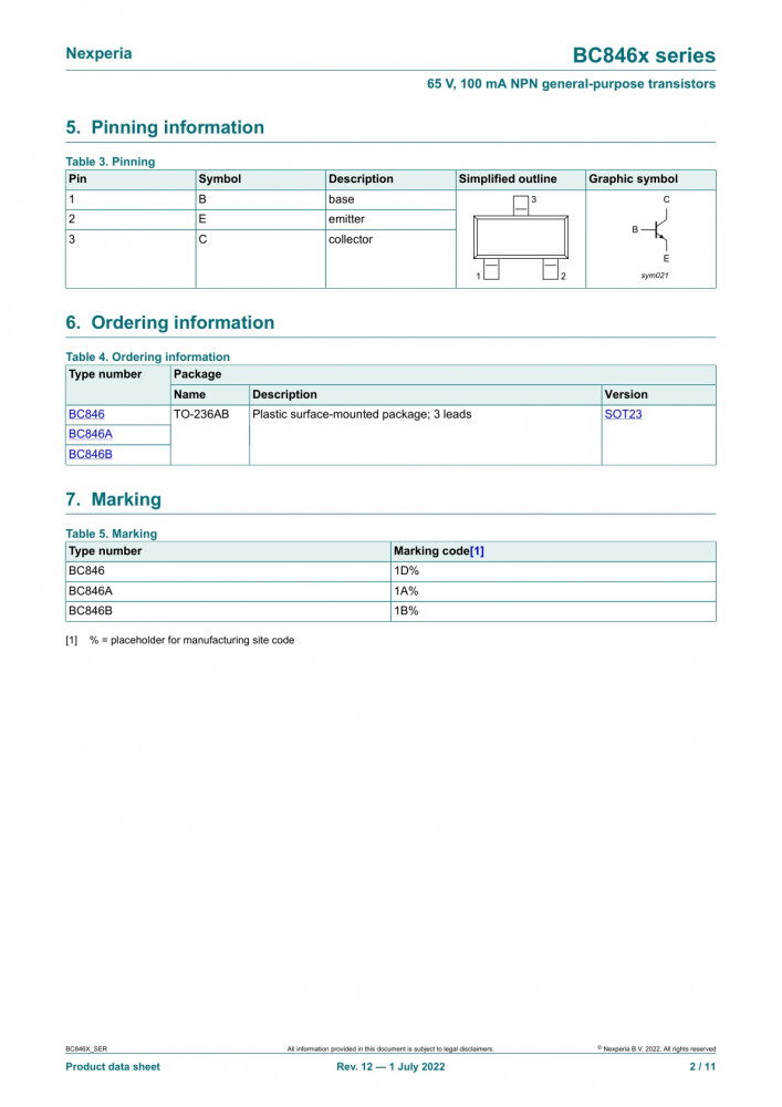 BC846B datasheet page 2