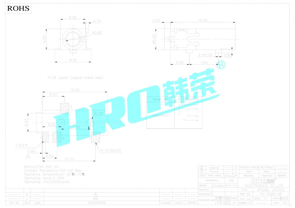 PJ-328B-4B technical drawing