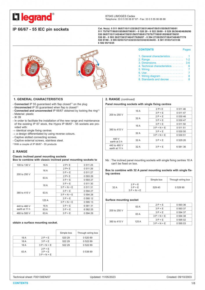 Legrand Hypra range document page 1