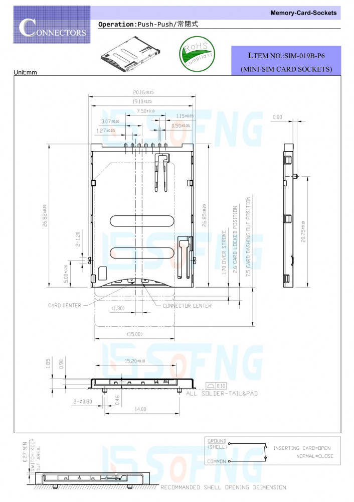 SIM-019B-P6 technical document page 1