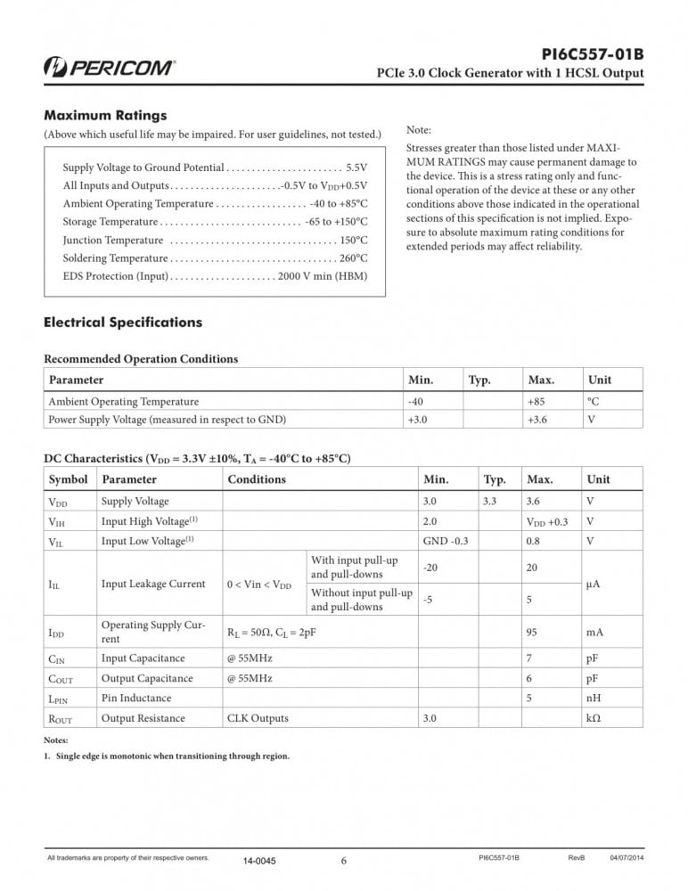 PI6C557-01BZHIEX datasheet page 6