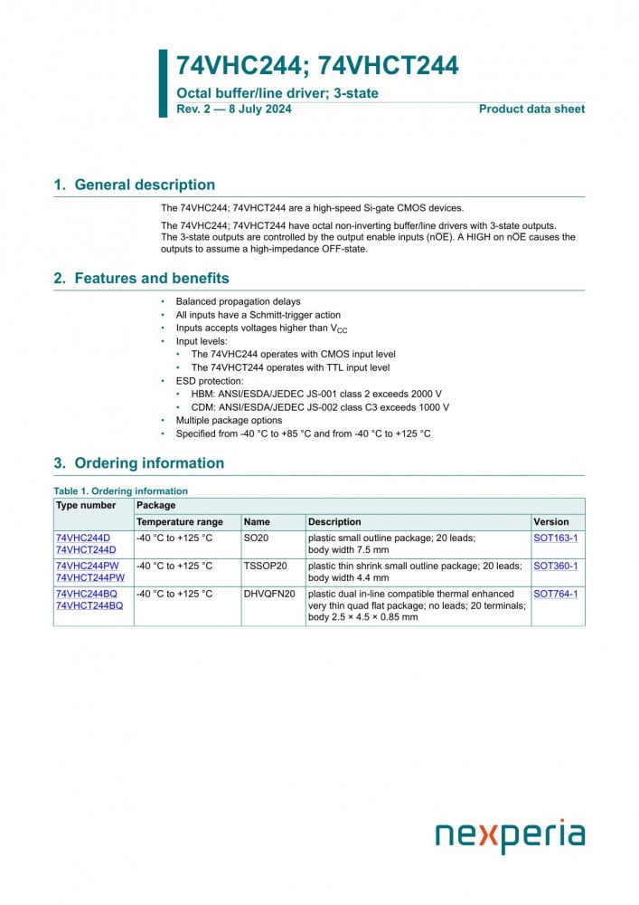 74VHC244 datasheet page 1