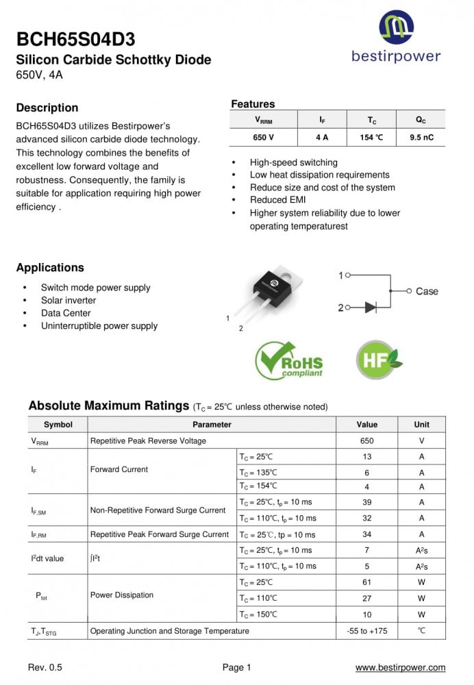 BCH65S04D3 datasheet page 1
