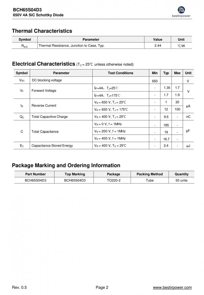 BCH65S04D3 datasheet page 2