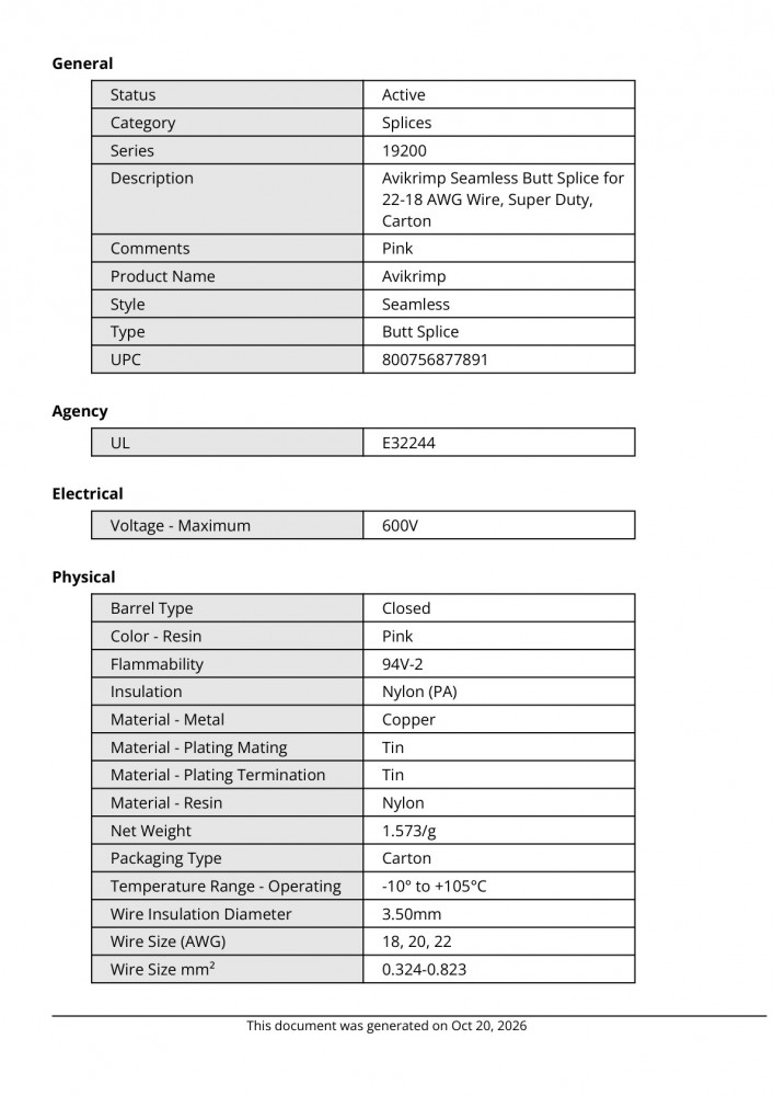 Product document image 2 for MOLEX 192000025