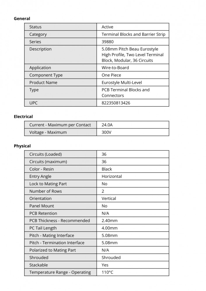 Technical document image 2 for MOLEX 398800736