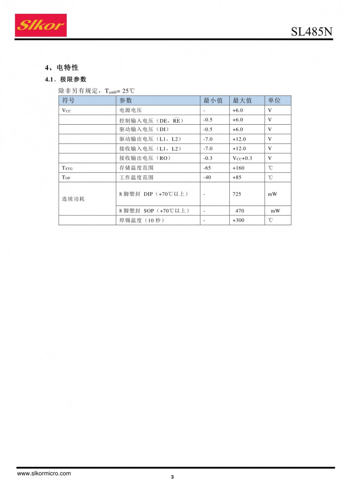 SL485N datasheet page 3