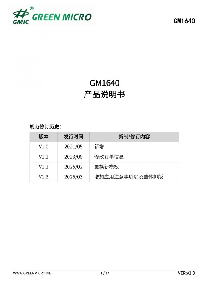 GM1640S datasheet page 1