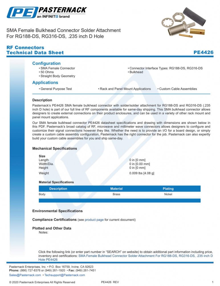 PE4426 technical datasheet page 1