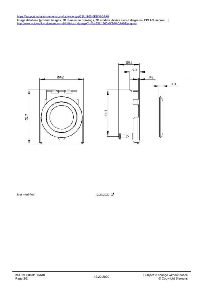 SIEMENS 3SU19600KB100AA0 product documentation page 2