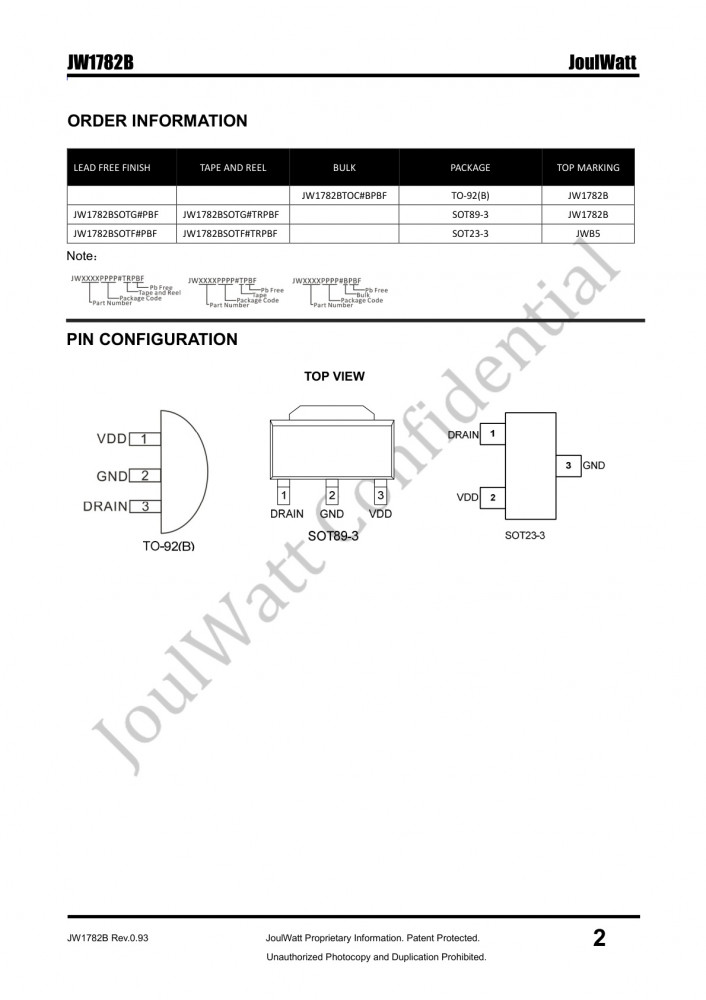 JW1782B datasheet page 2