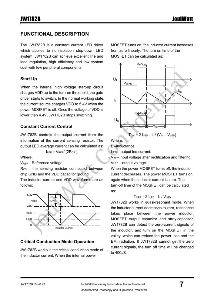 JW1782B datasheet page 7