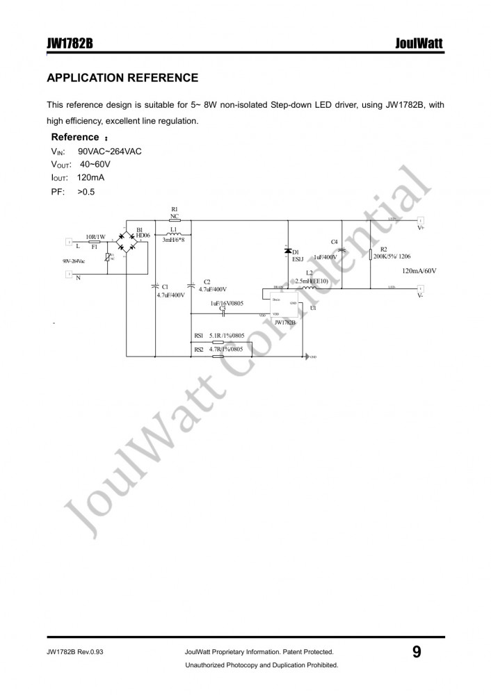 JW1782B datasheet page 9